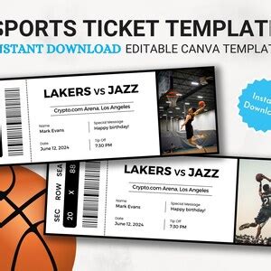Editable Sports Ticket Template Diy Sporting Ticket Custom Sports