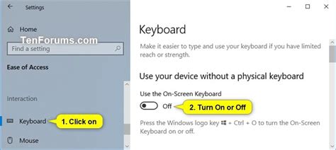 Turn On Or Off On Screen Keyboard In Windows 10 Tutorials