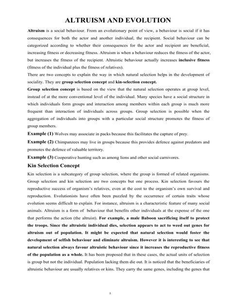 Altruism And Evolution Kin And Group Selection