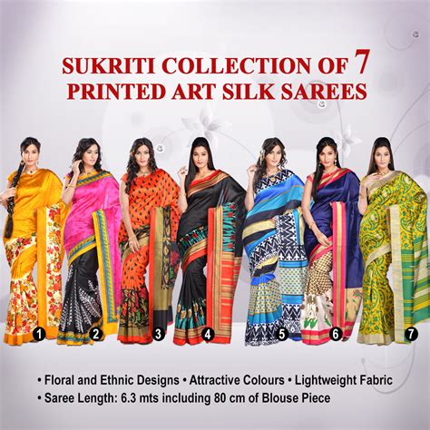 Buy Sukriti Collection Of 7 Printed Art Silk Sarees By Varanga 7a8