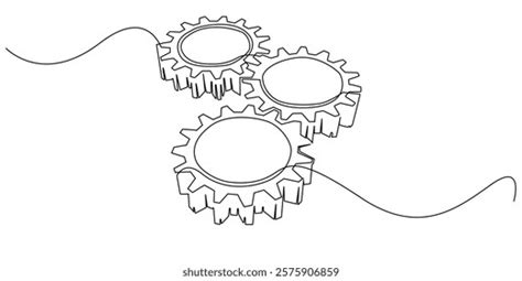 Continuous Line Interlocking Gears Line Drawing Stock Vector Royalty Free 2575906859