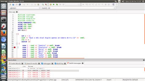 C Erro Na Compilação Expected Before Case Stack Overflow