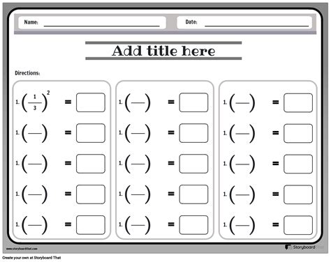 Evaluating Fractions With Exponents Worksheet