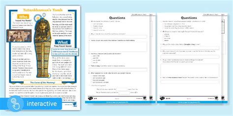 Interactive Pdf Lks2 Tutankhamun Differentiated Reading Comprehension