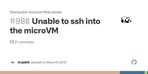 Unable To Ssh Into The Microvm · Issue 988 · Firecracker Microvmfirecracker · Github
