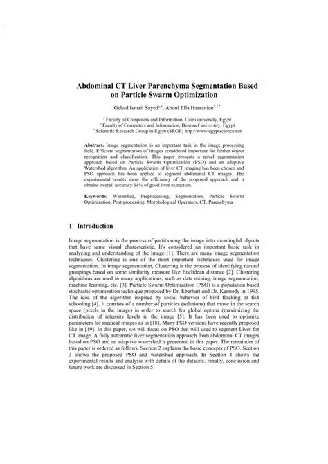 Pdf Abdominal Ct Liver Parenchyma Segmentation Based On Particle Swarm Optimization Dokumen Tips
