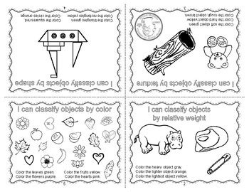 Classifying Objects By Size Shape Texture Color Booklet English Spanish