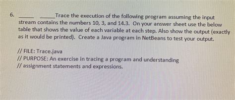 solved trace the execution of the following program
