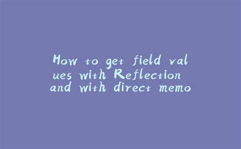 How To Get Field Values With Reflection And With Direct Memory Access In Java 拾光赋