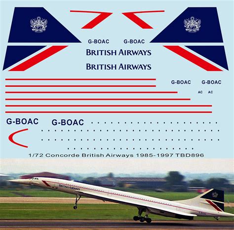1 72 Decals X Concorde British Airways 1985 1997 Tb Decal Tbd896 Tbdecalsmodels