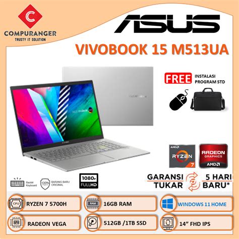 Jual Laptop Asus Vivobook M Ua Ryzen Gb Ssd Tb Fhd Ips Shopee Indonesia