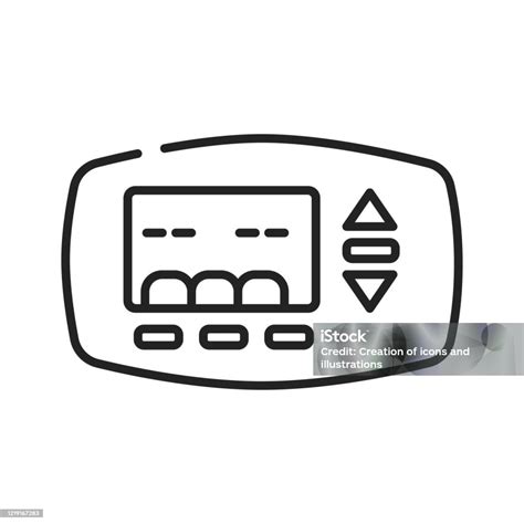 흰색 배경에 집 검은 선 아이콘을 가열하기위한 온도 조절기 집안의 열을 유지합니다 웹 페이지 모바일 앱 프로모션에 대한 픽토그램