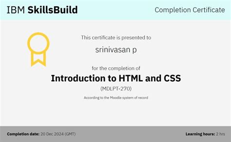 ⋆˙ i m excited to announce that i ve completed the introduction to html and css certificate from