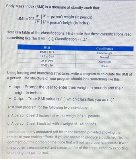 Solved Body Mass Index BMI Is A Measure Of Obesity Such Chegg