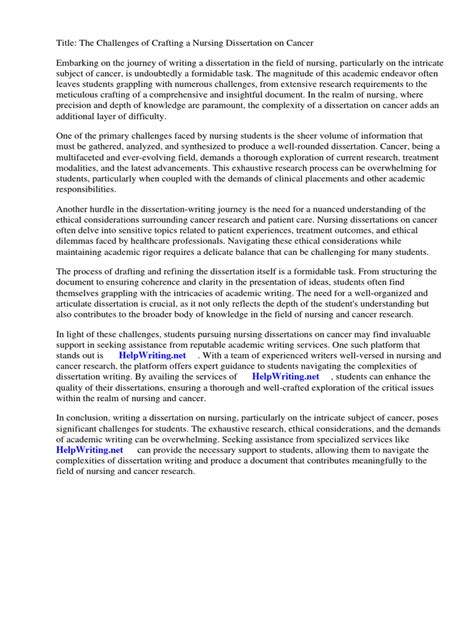 Nursing Dissertation Cancer Download Free Pdf Cancer Nursing