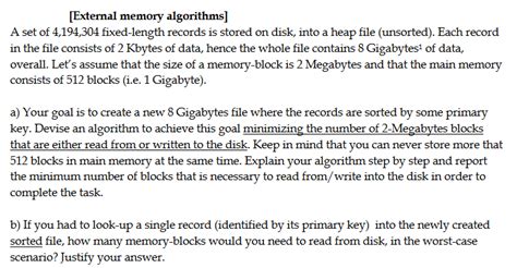 External Memory Algorithms A Set Of 4194304