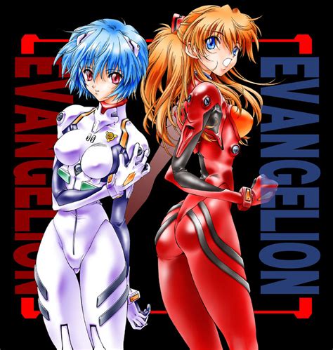 Souryuu Asuka Langley And Ayanami Rei Neon Genesis Evangelion Drawn