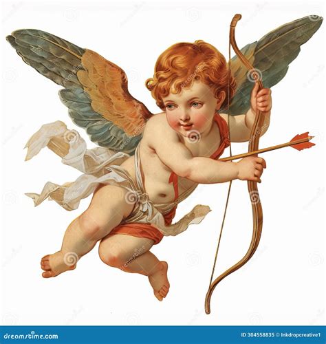 Valentine Cute Cupid Cherub Vintage Style Illustration Stock