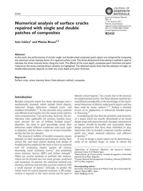 Pdf Numerical Analysis Of Surface Cracks Repaired With Single And Double Patches Of Composites
