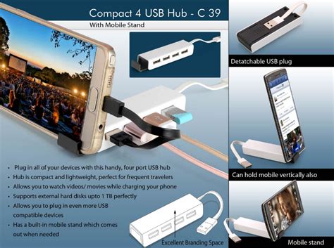Best T Compact 4 Usb Hub With Mobile Stand C39 At Rs 101 Piece Corporate Ts In Thane