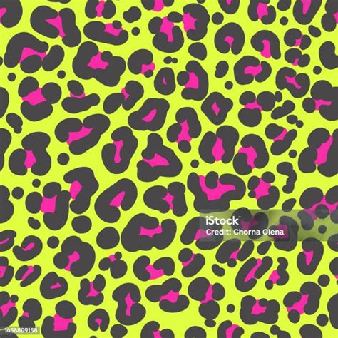 레오파드 프린트 원활한 패턴 네온 치타 스킨 80 90 년대 디자인 밝은 노란색 배경에 검은 색과 분홍색 반점 벡터 노랑에 대한