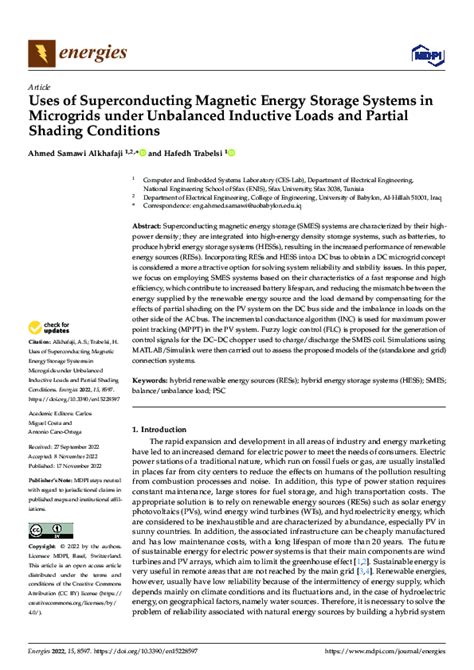 Pdf Uses Of Superconducting Magnetic Energy Storage Systems In