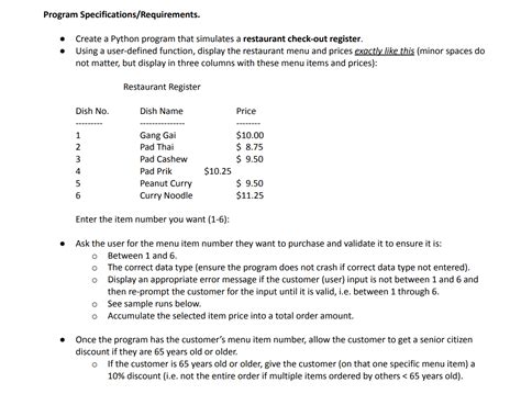 Solved Program Specificationsrequirements Create A