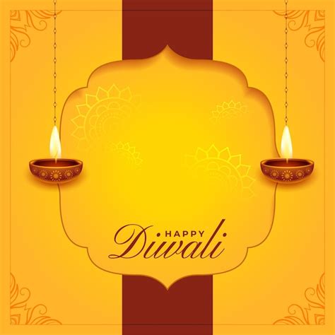 매달려 Diya 및 텍스트 공간 벡터 일러스트와 함께 행복 디 왈리 배경 무료 벡터