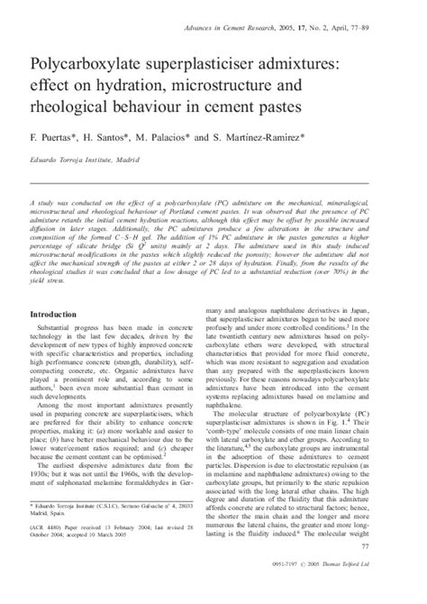 Pdf Polycarboxylate Superplasticiser Admixtures Effect On Hydration Microstructure And