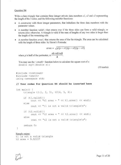Solved Question B4 Write A Class Triangle That Contains