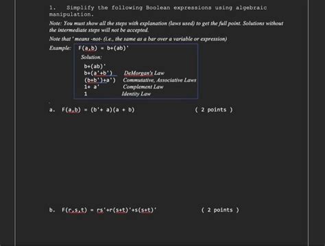 Solved Simplify The Following Boolean Expressions Using Chegg