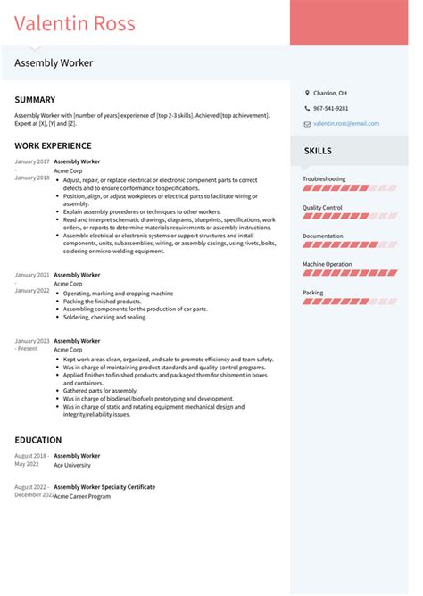 Best Assembly Worker Resume Examples That Land Jobs