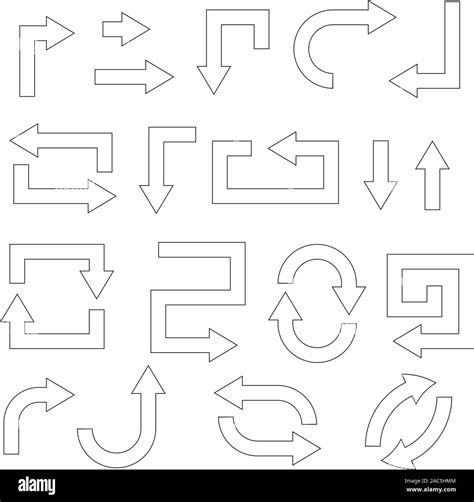 Arrows Set Outline Hollow Icons Stock Vector Image Art Alamy