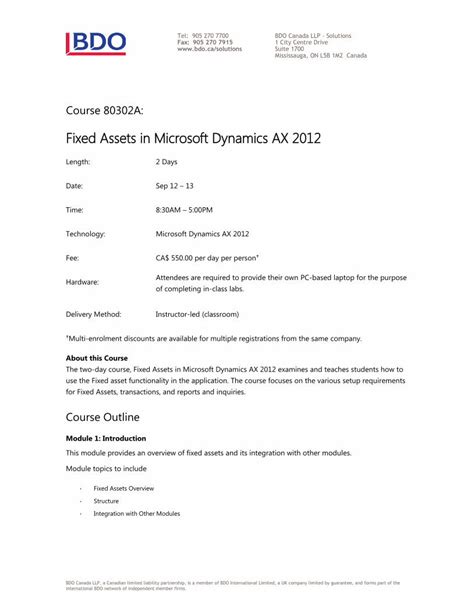 PDF Fixed Assets In Microsoft Dynamics AX Fixed Assets In Microsoft Dynamics AX Page
