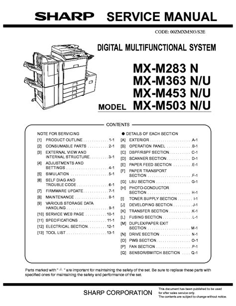 Sharp Mx 2600 Mx 3100 Service Manual Free Download Schematics Eeprom Repair Info For Electronics