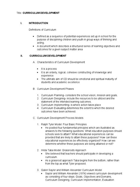 A Comprehensive Guide To Curriculum Development Analyzing Models
