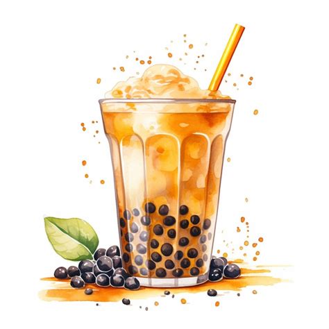 Premium Photo There Is A Glass Of Bubble Tea With A Straw And