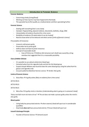 Forensic Science Notes Explain The Origins Of Forensic Science And Some Basic Concepts