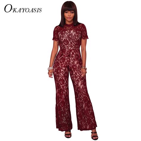Okayoasis 2017 Summer Lace Bodysuit Rompers Womens Jumpsuit Bodysuit
