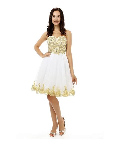 White A Line Sweetheart Knee Length Prom Dress Yh0095 170