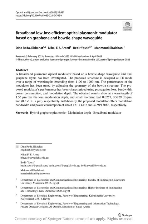 Broadband Low Loss Efficient Optical Plasmonic Modulator Based On