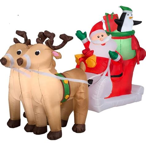 Gemmy 36855 Airblown Inflatables Santa With Sleigh And Reindeer Scene 8