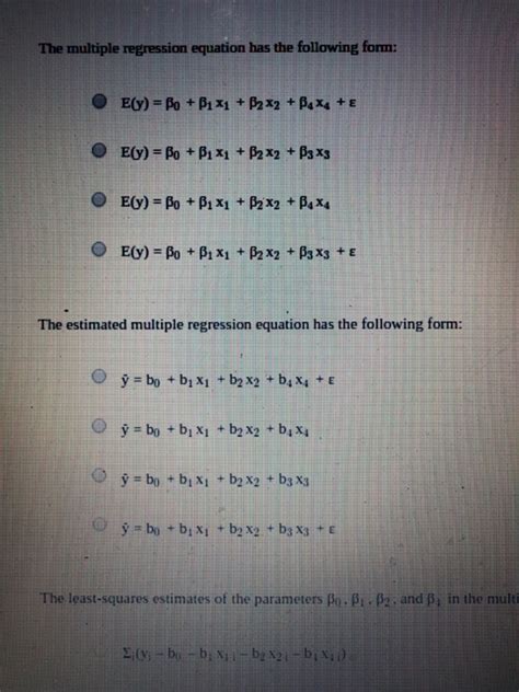 Solved 1 Multiple Regression Model And The Least Squares