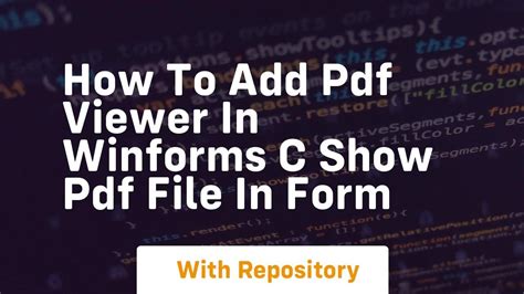 How To Add Pdf Viewer In Winforms C Show Pdf File In Form Youtube