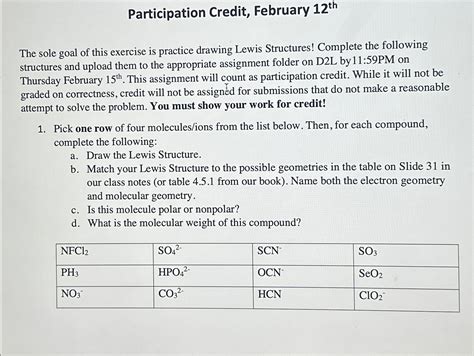 Solved A Draw The Lewis Structure B Match Your Lewis Chegg Com