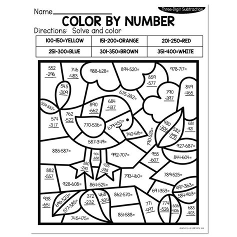 Subtraction Color By Number Artofit
