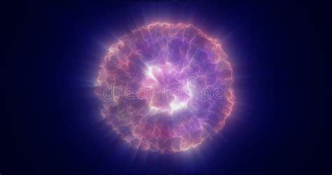 Blue Energy Glowing Sphere Futuristic Atom From Electric Magic