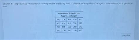 Solved Sample Variant Sample Standard Deviation Range Population