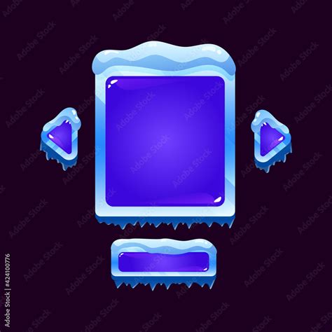 Set Of Glossy Winter Ice Jelly Game Ui Board Pop Up For Gui Asset Elements Vector Illustration