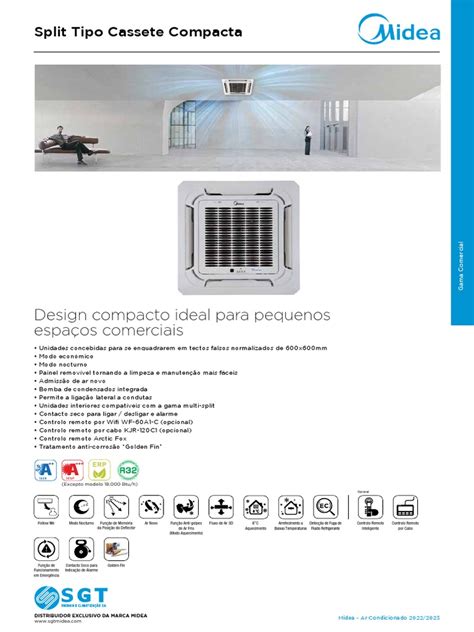 Unidades De Ar Condicionado Tipo Cassete Compactas Da Midea Especificações Técnicas E Recursos